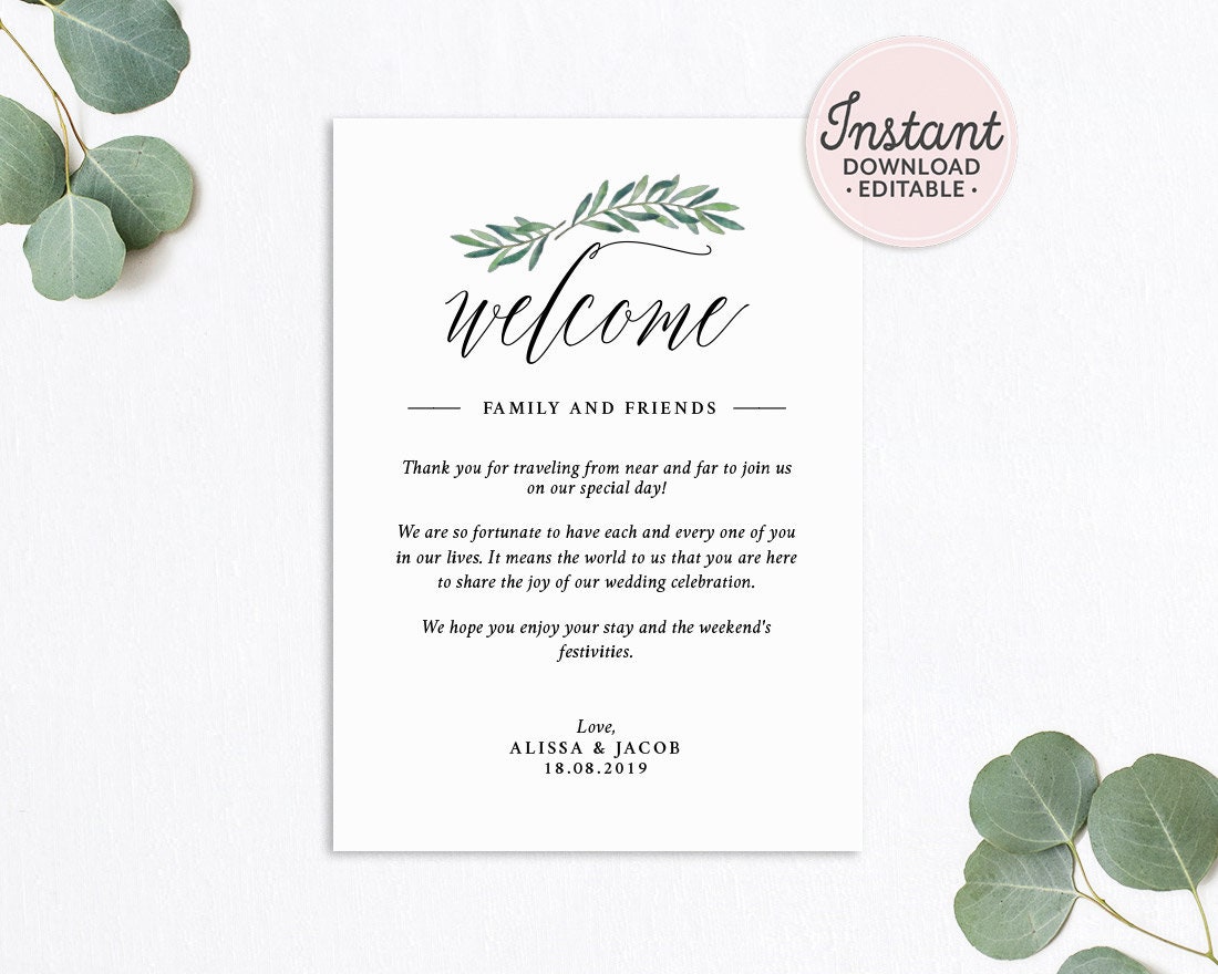 Welcome Letter Template Weekend Events Page Printable Hotel | Etsy