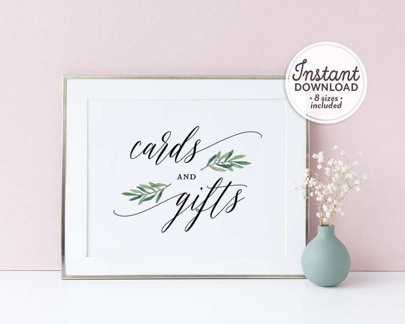 Greenery Cards and Gifts Sign Printable Wedding Sign Gift - Etsy