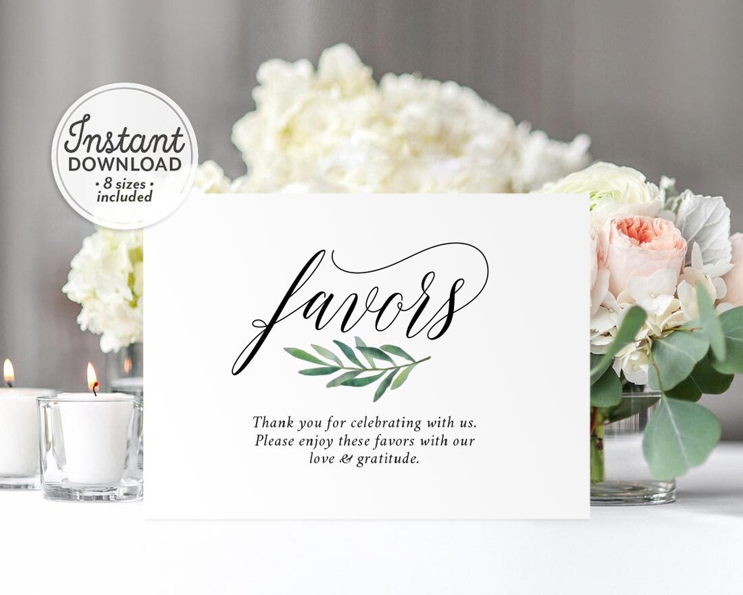 Favors Wedding Sign Printable, Favors Sign Template, Favors Please Take ...