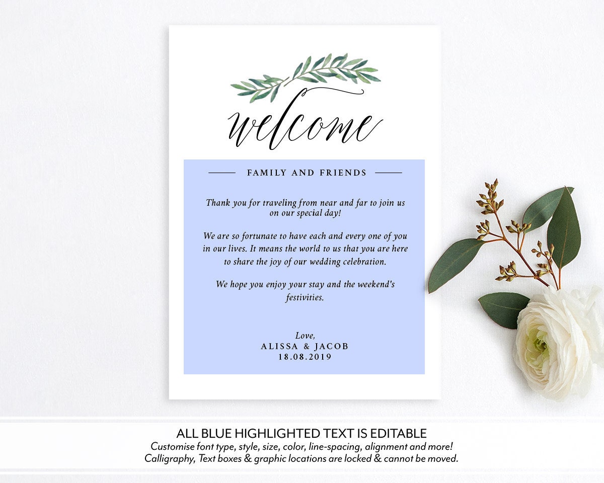 Welcome Letter Template Weekend Events Page Printable Hotel | Etsy