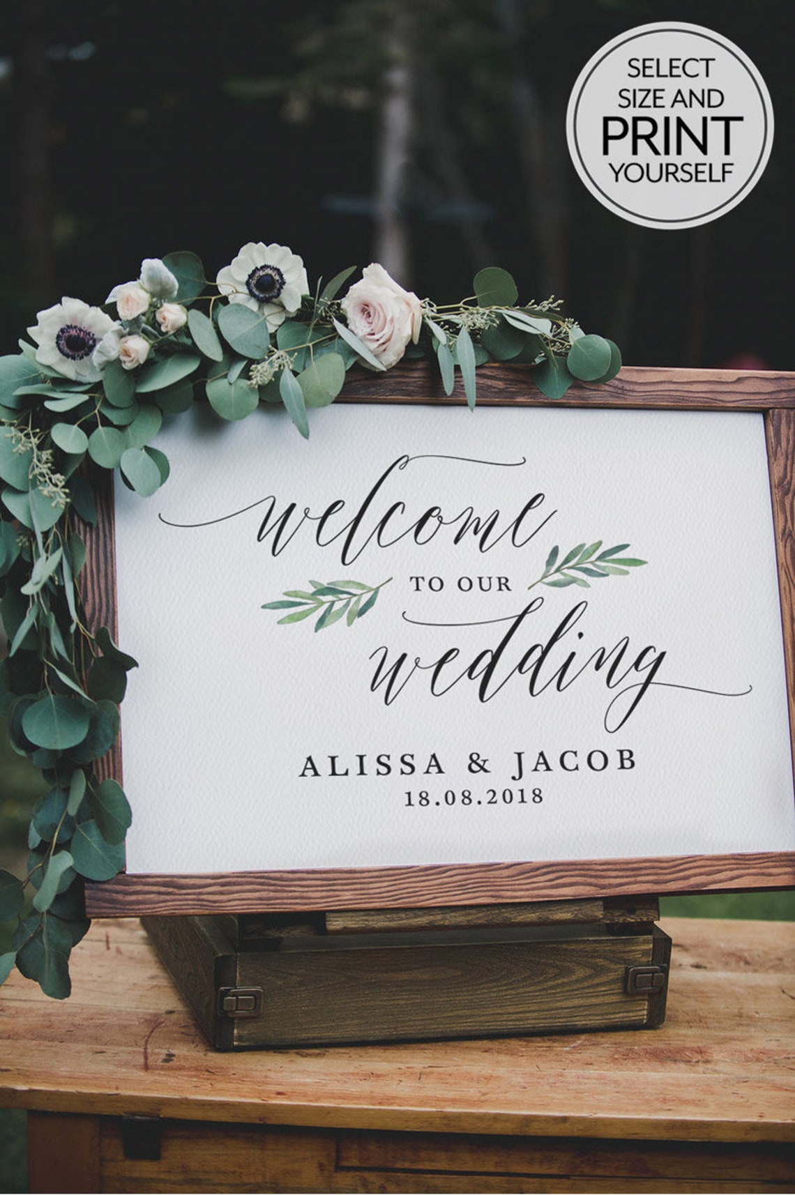 Welcome to Our Wedding Sign Greenery Wedding Decor Wedding Welcome Sign ...