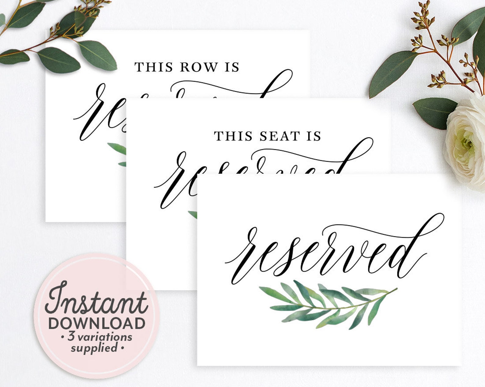 Printable Reserved Seat Sign for Wedding This Row is Reserved - Etsy Canada