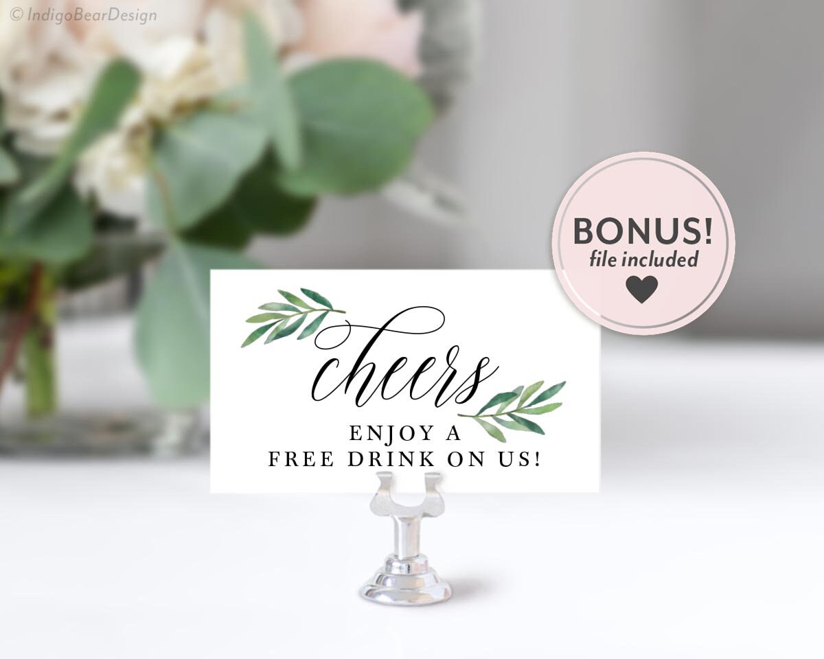 Cheers Drinks Are on Us Printable Wedding Cards Open Bar | Etsy