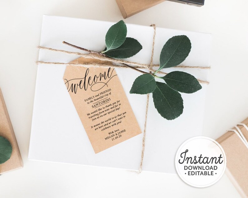 Wedding Welcome Gift Tags Printable, Editable Favor Tags Destination ...