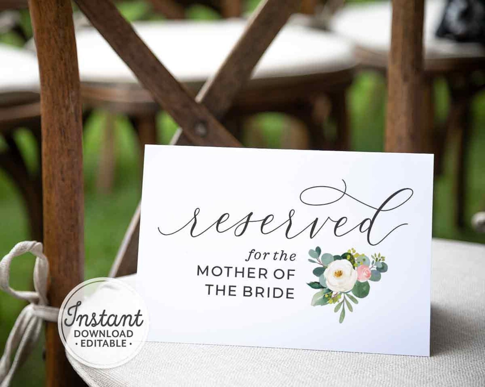 Editable RESERVED Seating Sign for Wedding, Printable Reserved Template ...