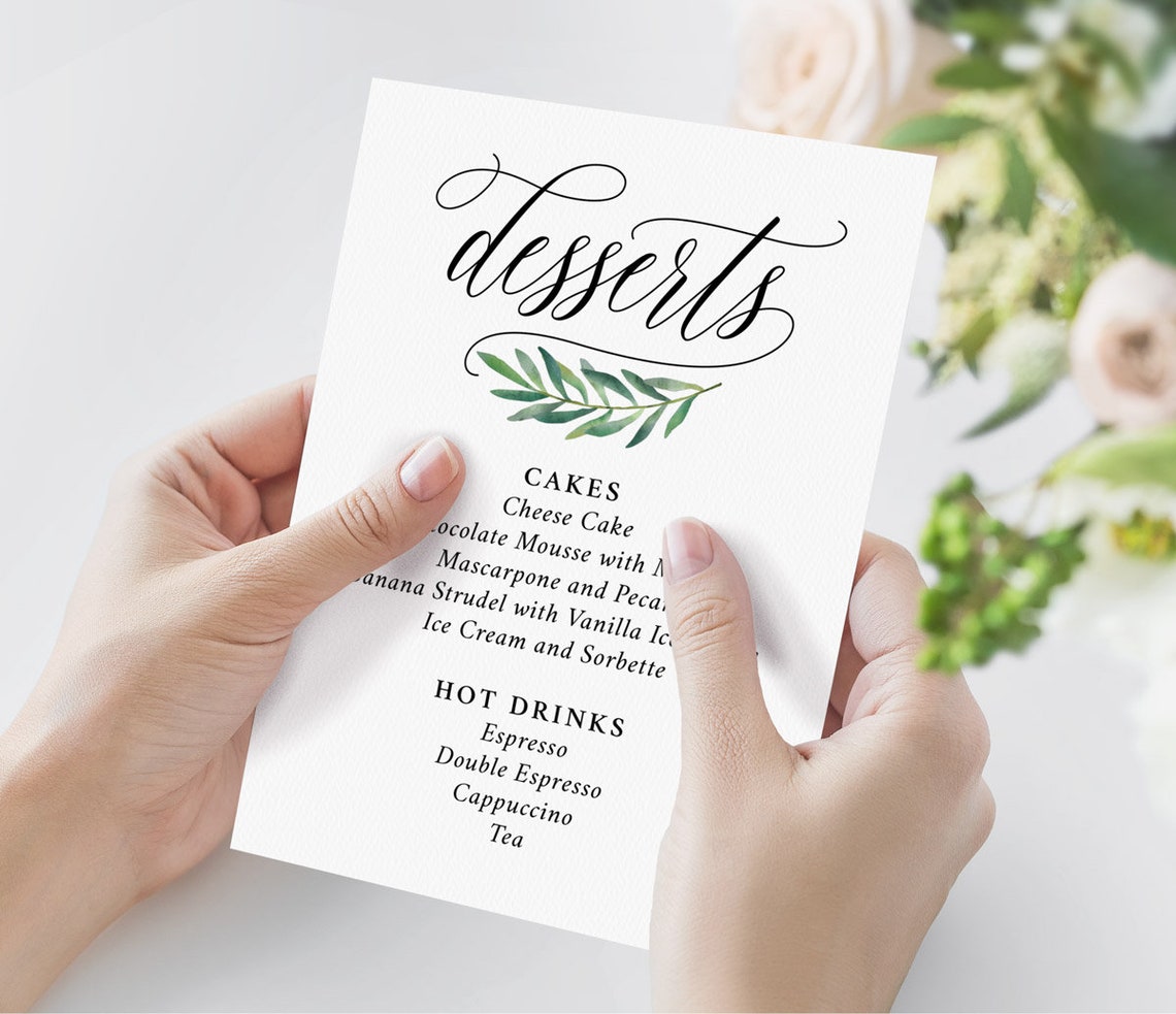 Desserts Table Sign Dessert Menu Wedding Printable Dessert | Etsy