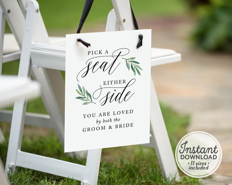 Pick A Seat Not a Side Sign Printable Choose a Seat Either | Etsy UK