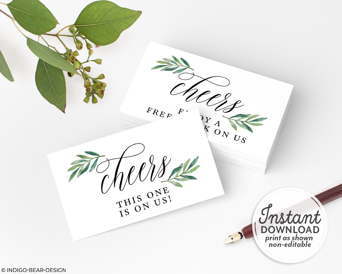 Cheers Drinks Are on Us Printable Wedding Cards Open Bar | Etsy