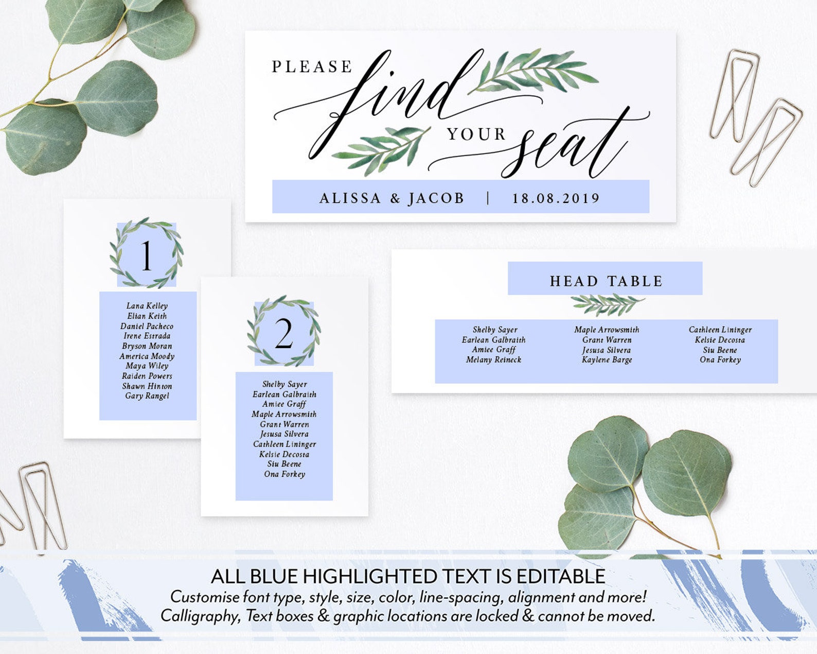 Greenery Seating Chart Wedding Printable Seating Plan Sign - Etsy Singapore