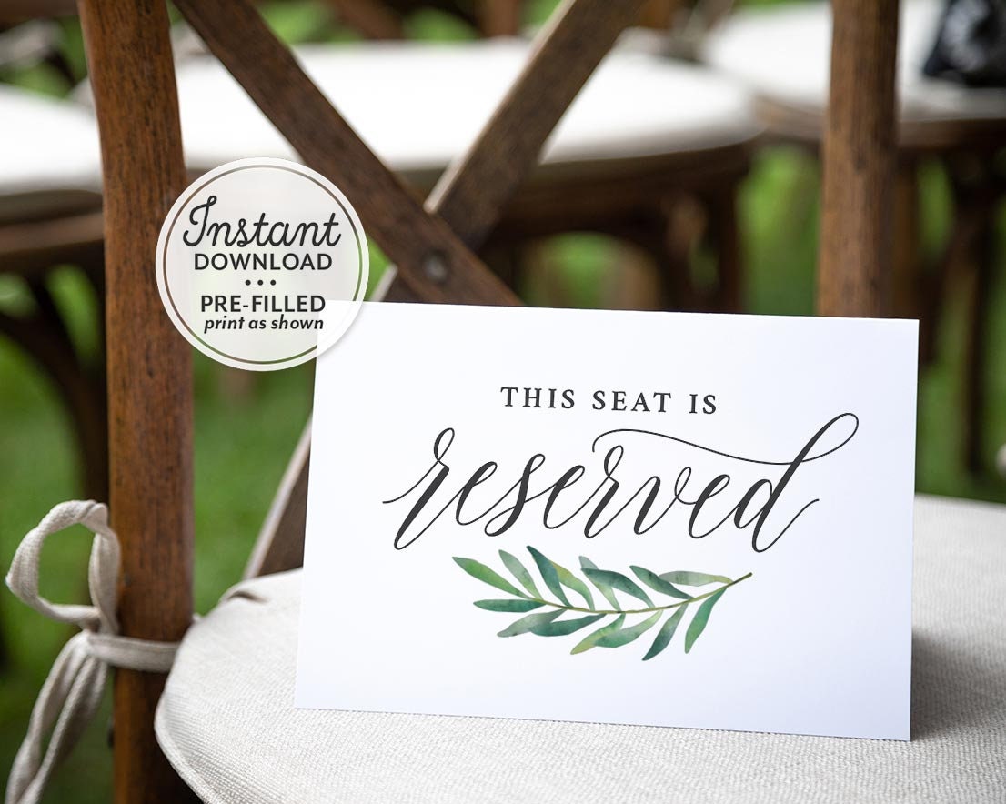 Paper & Party Supplies This Row is Reserved Sign Wedding Printable ...