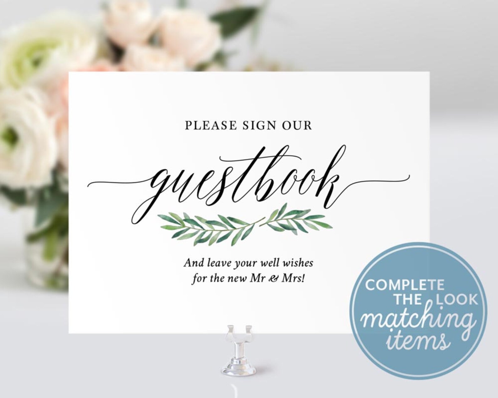 Wedding Ceremony Card Printable, Wedding Program Template, Greenery ...