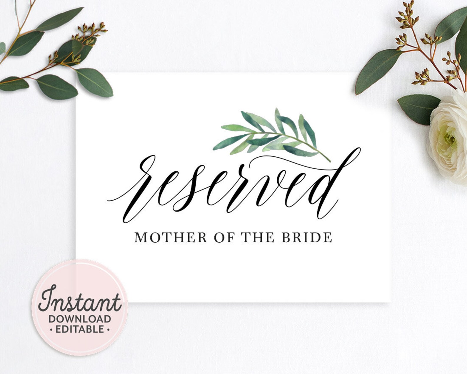 EDITABLE RESERVED Seat Sign for Wedding Printable Reserved - Etsy