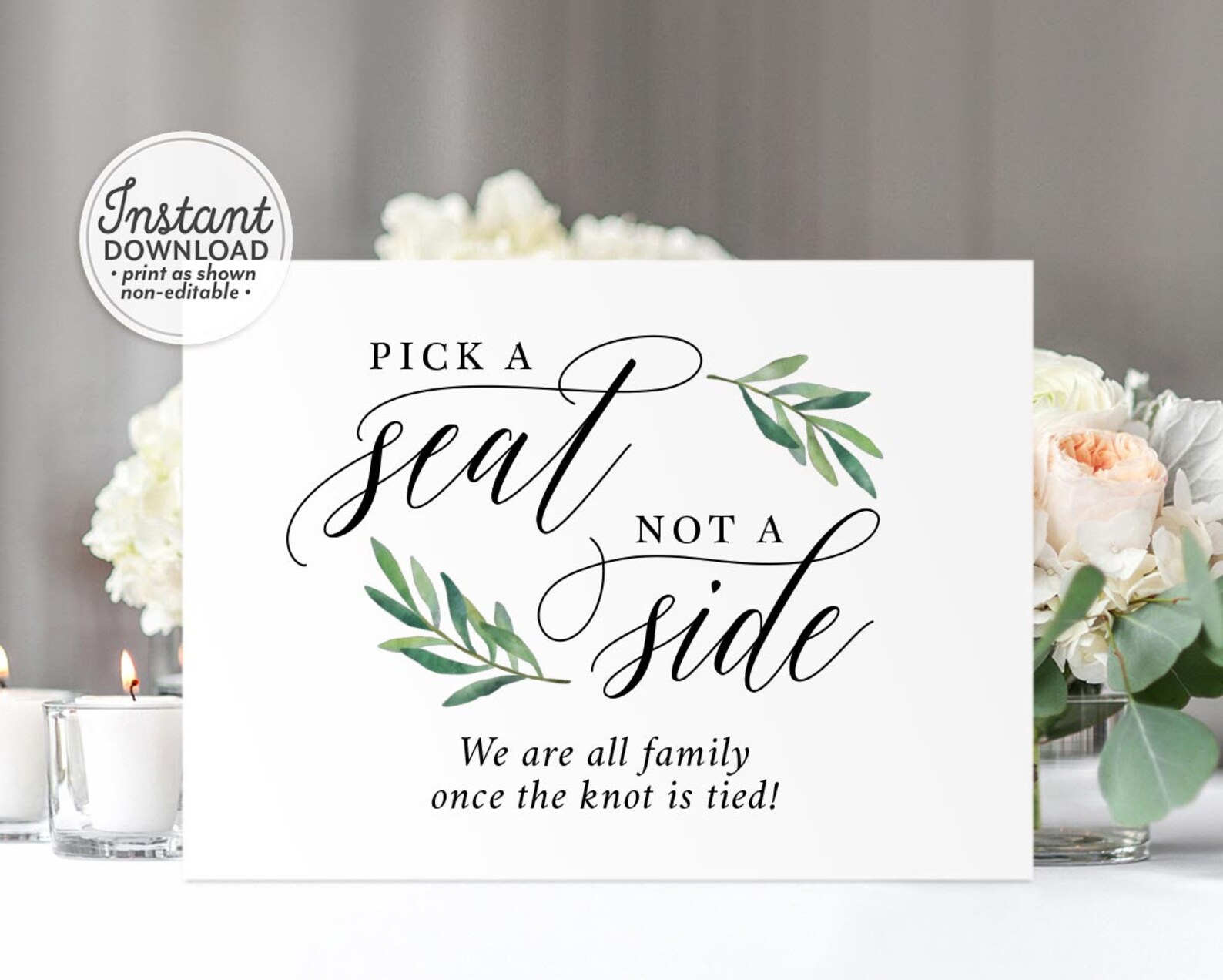 Pick A Seat Not a Side Sign Printable We Are Family Once the - Etsy