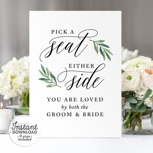 Pick A Seat Not a Side Sign Printable, Choose a Seat Either Side ...