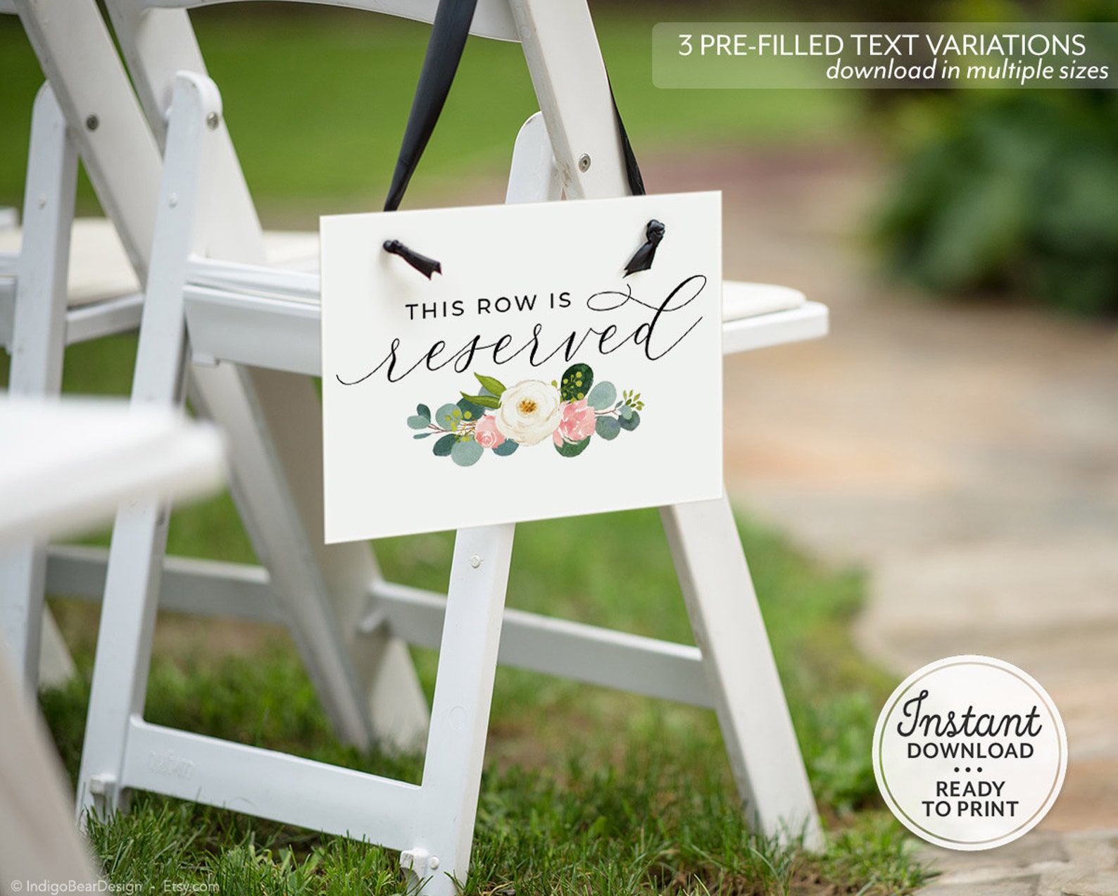 Printable This Row is Reserved Sign Wedding Reserved Seat | Etsy