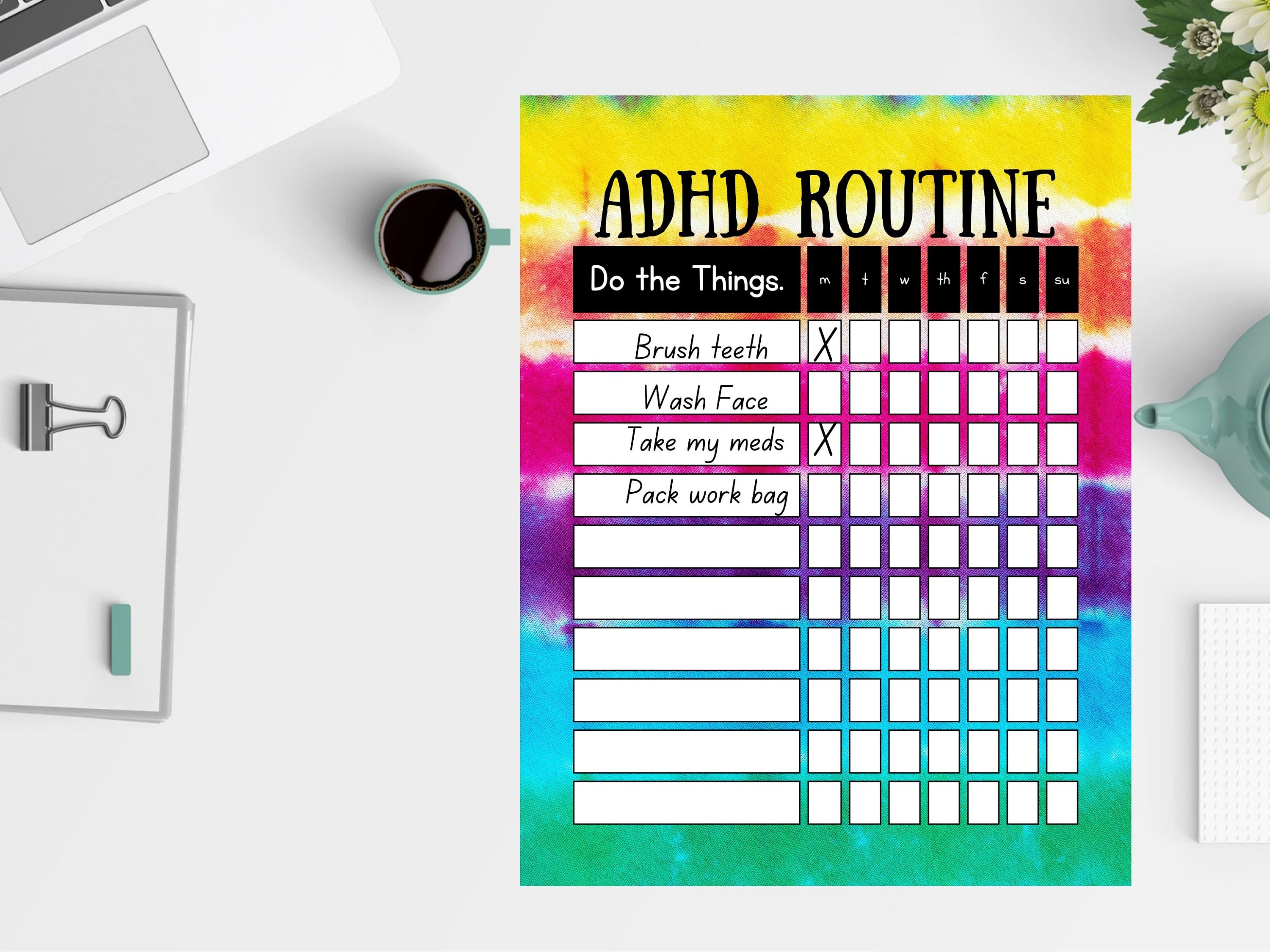 Tie Dye ADHD Routine Tracker. Colorful Rainbow. ADD OCD - Etsy