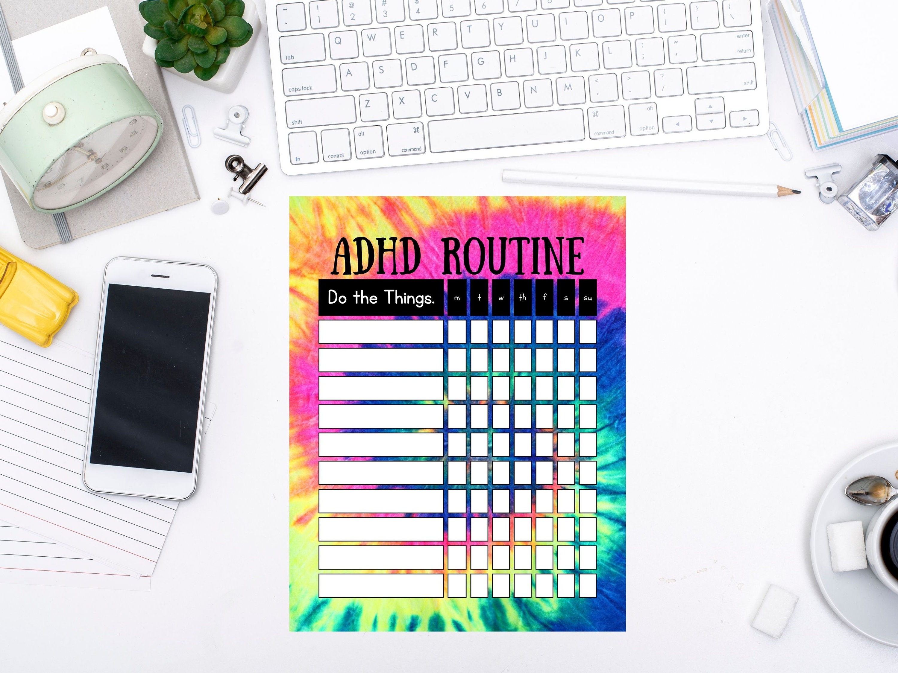Tie Dye ADHD Routine Tracker. Colorful Rainbow. ADD OCD - Etsy