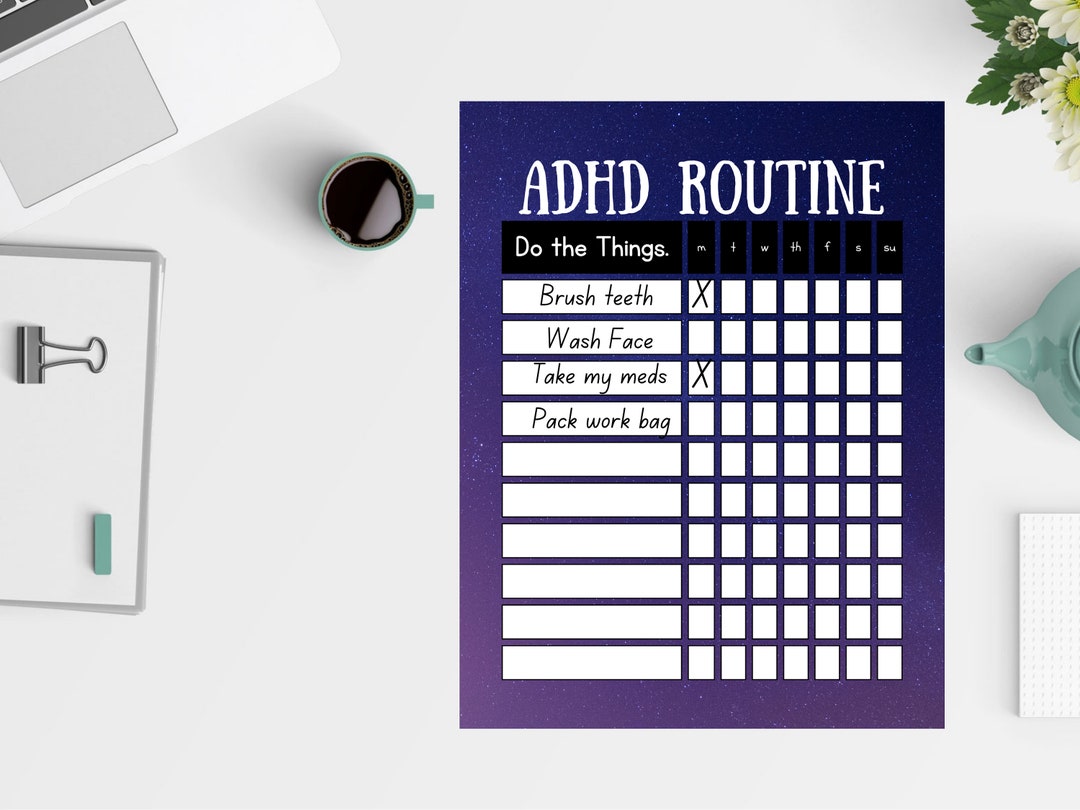 ADHD Routine Tracker Chart. Galaxy Chore Chart. Responsibility Chart ...