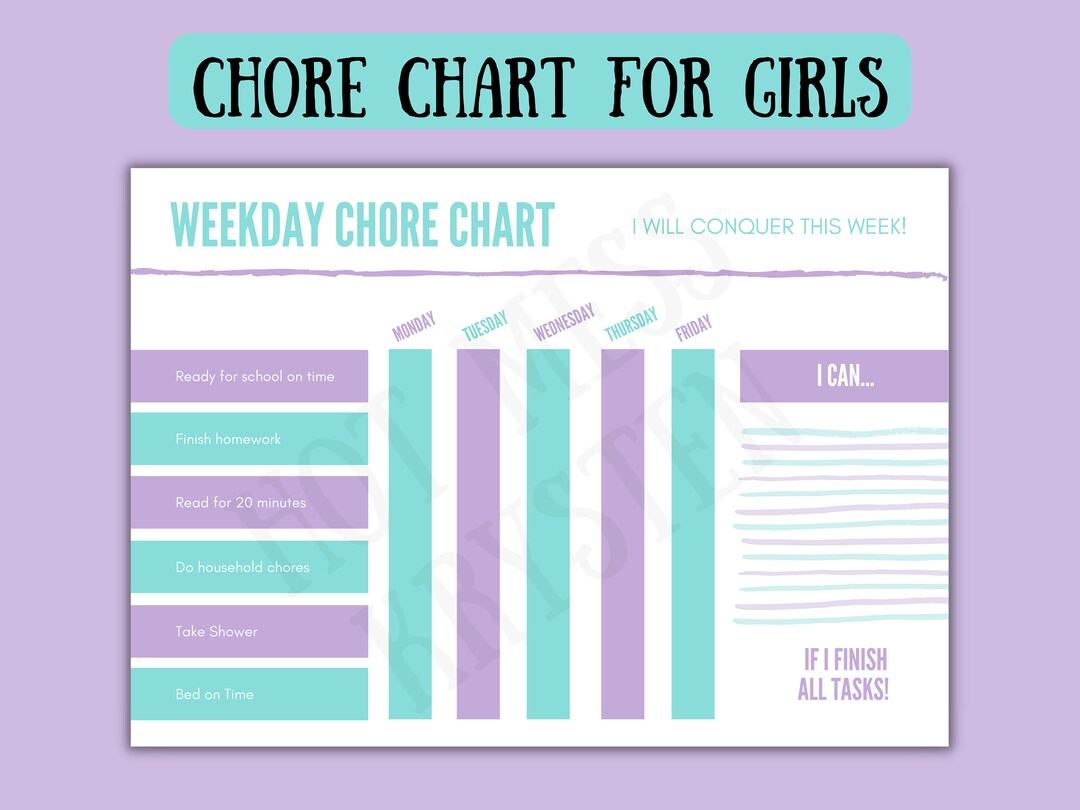 Reward System for Girls. Chore Chart, Fake Checks, Responsibility ...