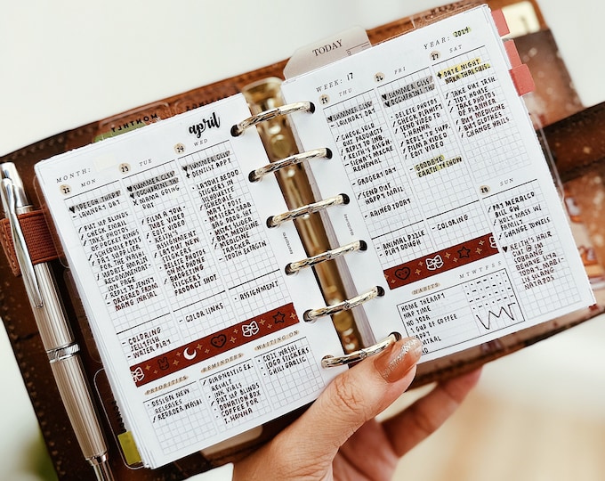 PP156 Vertical Weekly Planner Printable Pocket Rings - Etsy