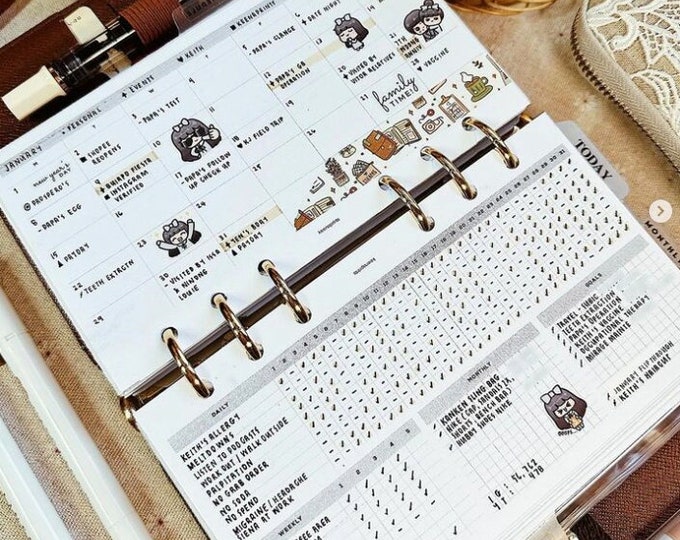 PP095 Monthly, Weekly, and Daily Tracker for Personal Rings Printable ...