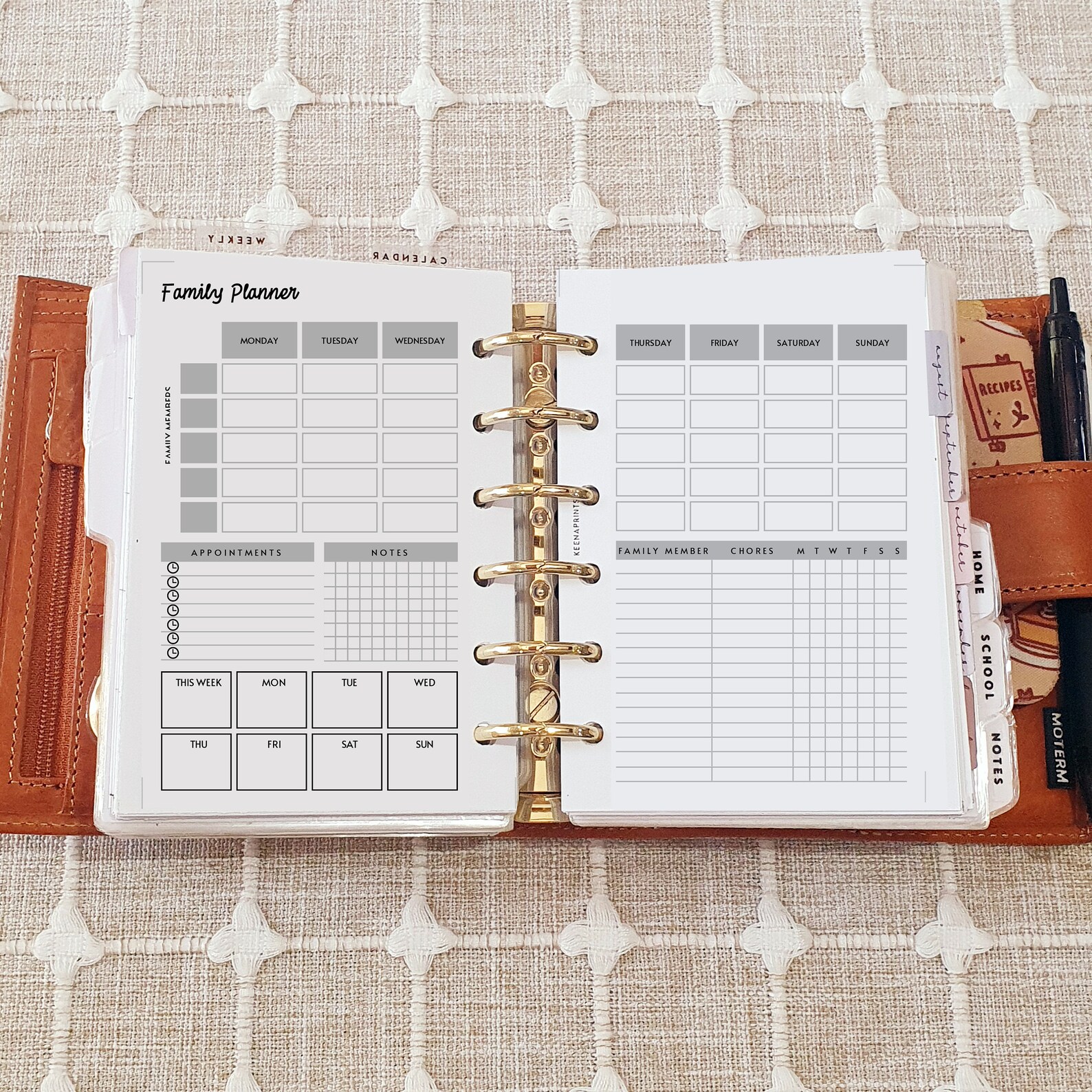 Pocket Family Planner, Scheduler for Pocket Rings Printable Planner ...