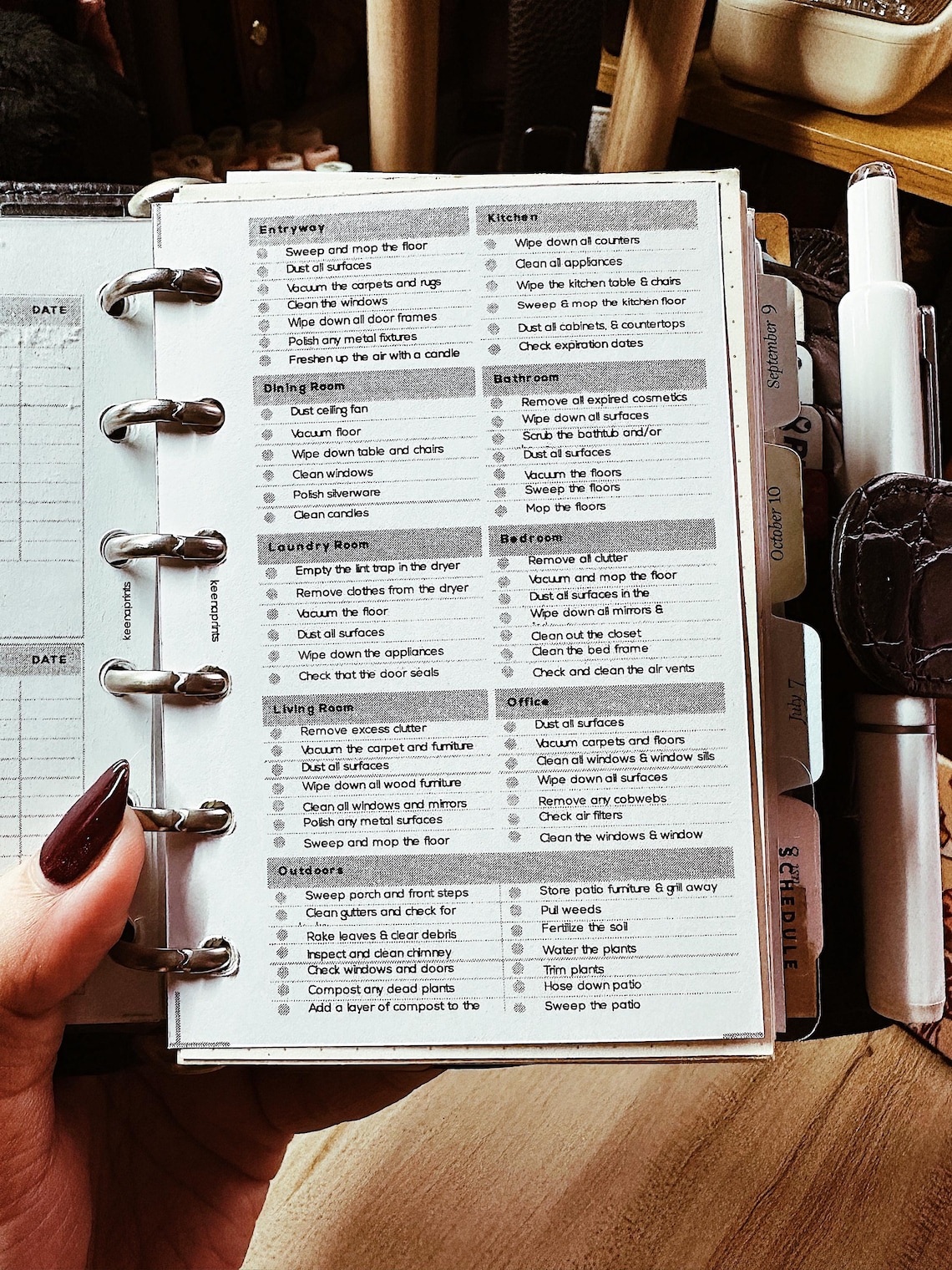 PP089 | Cleaning Checklist Planner Printable – Pocket Rings Insert ...