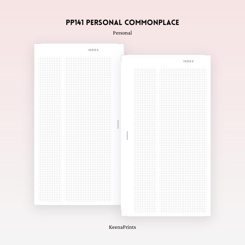 PP141 | Commonplace, Notes Insert for Personal Rings Printable Planner ...