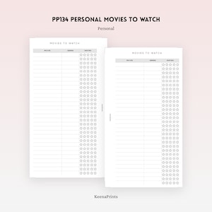 PP134 | Movie List for Personal Rings Printable Planner - Etsy