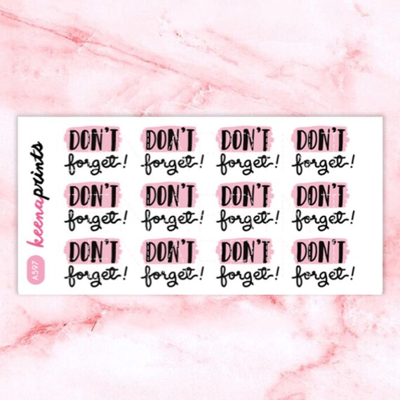 A597 Don't Forget Stickers Reminder Stickers Doodle - Etsy