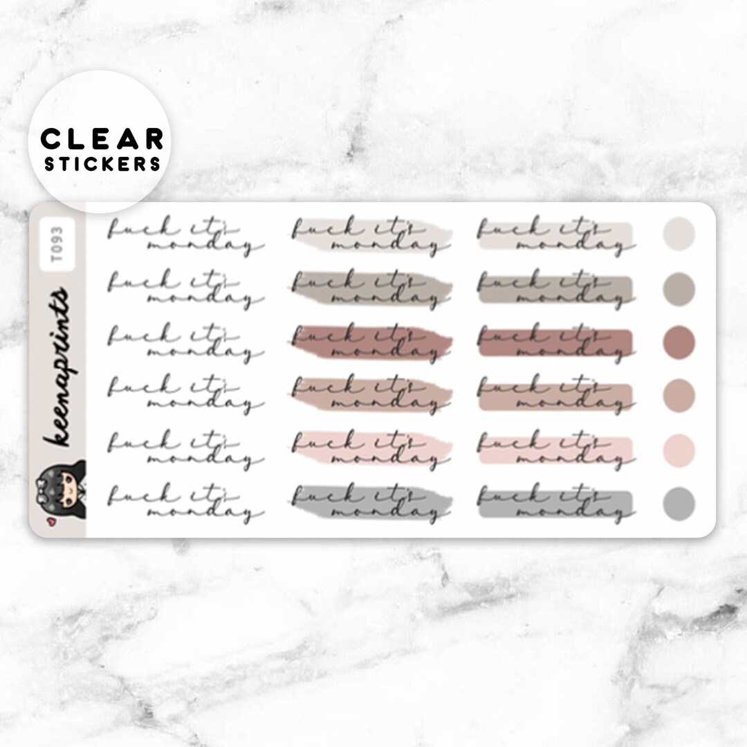 T093 Fk It's Monday Script Stickers Words Daily Planner Stickers, Diary ...