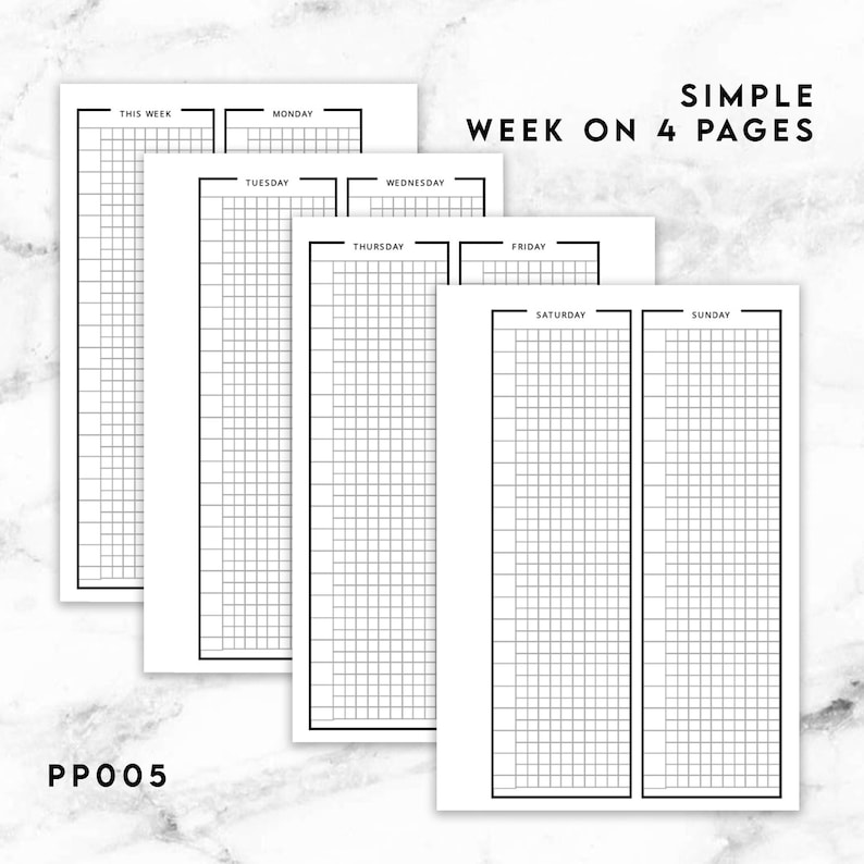 Pocket - PP005 | Week on 4 Pages Weekly Planner Printable - Pocket ...