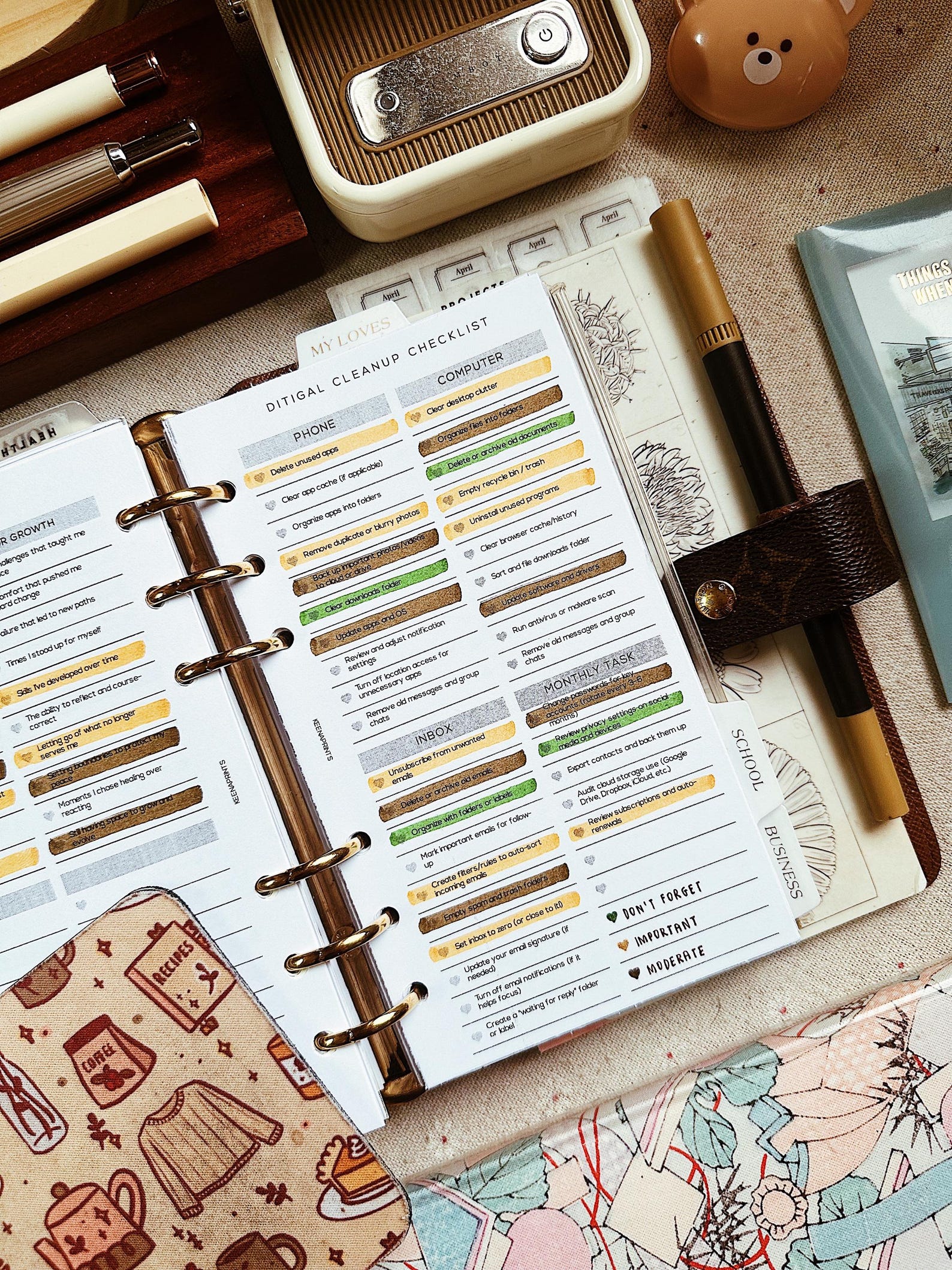 PP179 | Digital Cleanup Checklist for Personal Rings Printable Planner ...