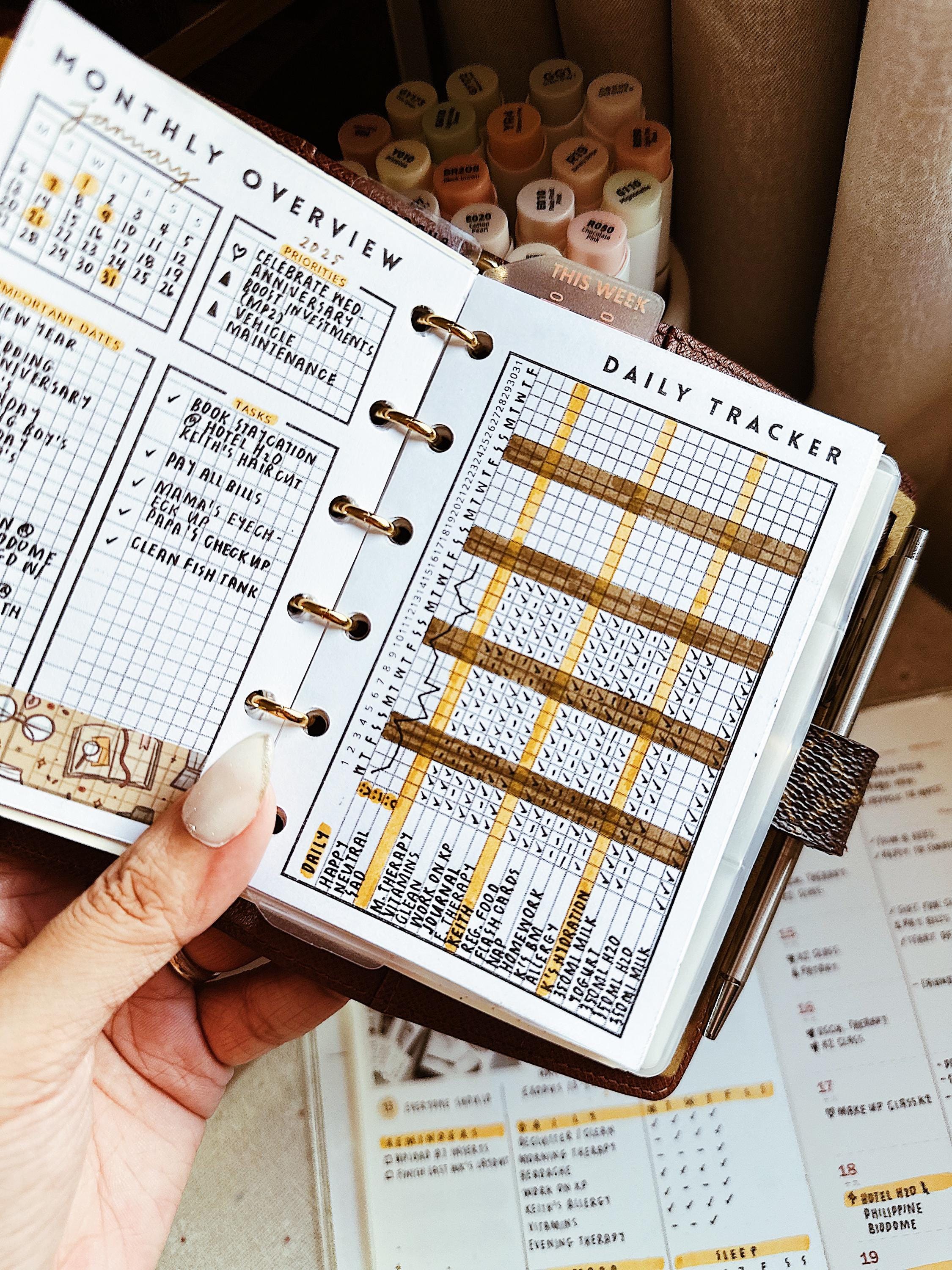 Pocket - PP007 | Monthly Overview With Daily Tracker Planner Printable ...
