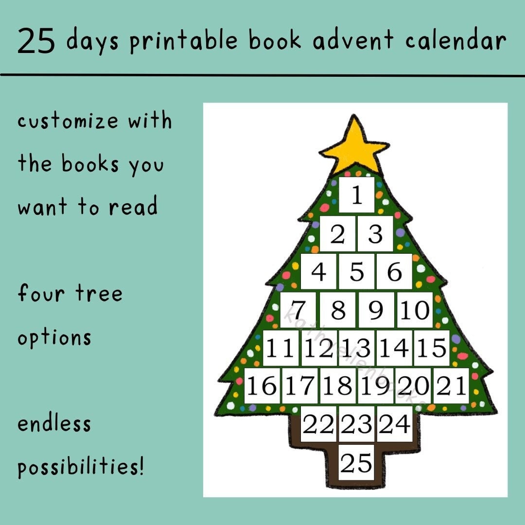 25 Books Book Advent Calendar | Printable Book Tracker | Book Advent ...