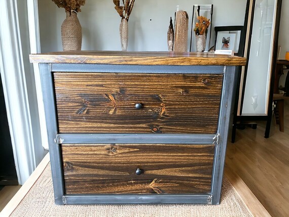 Rustic Industrial Lateral File Cabinet free Shipping Etsy