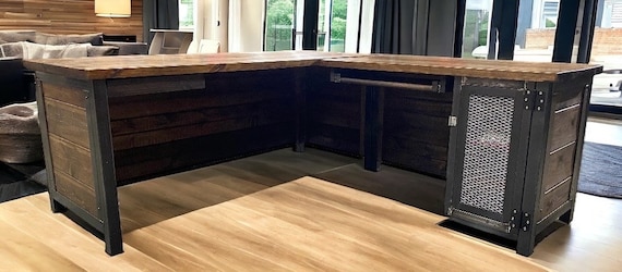 Rustic metal desk store