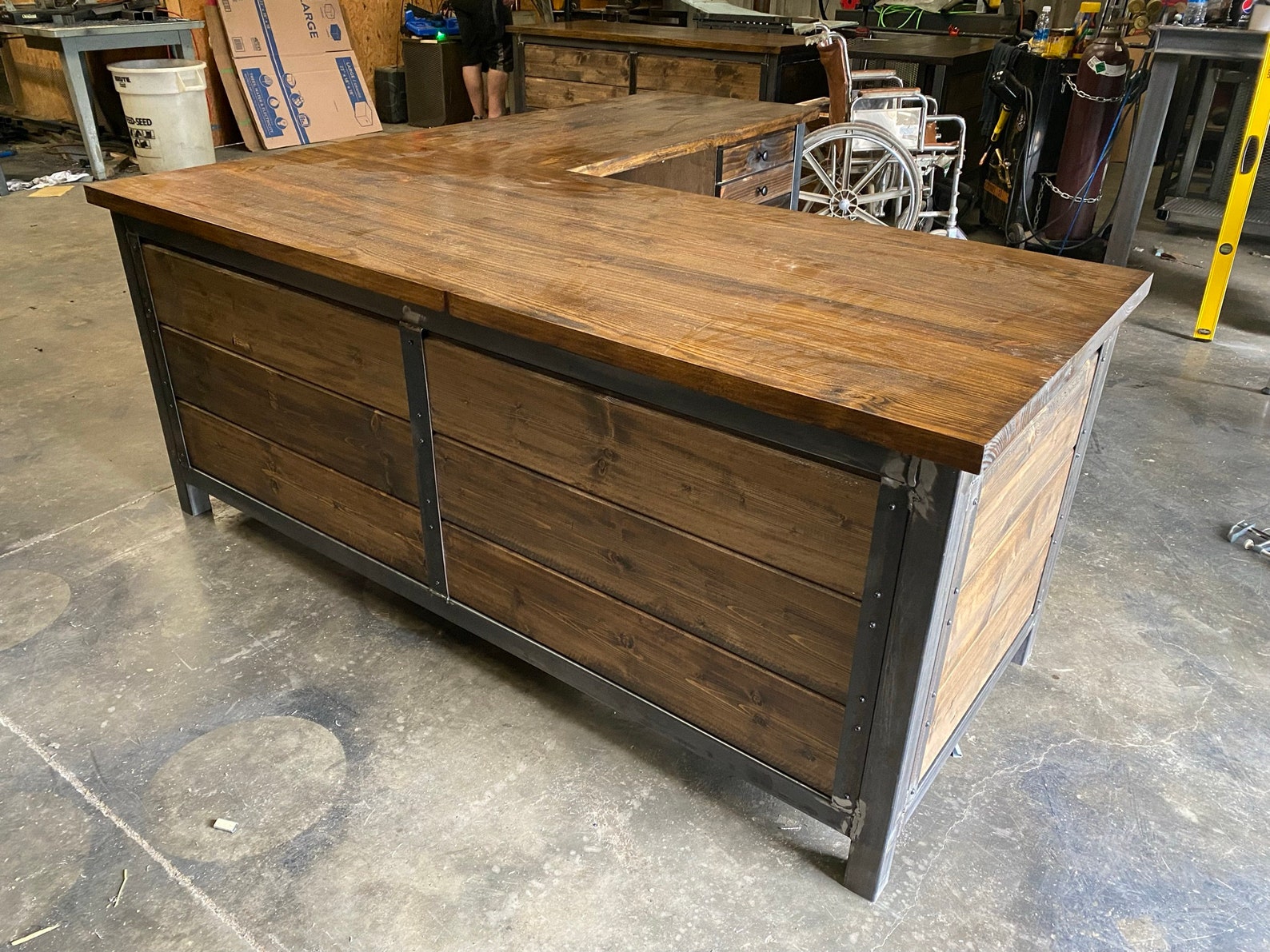 Industrial Wood Surround Desk - Etsy