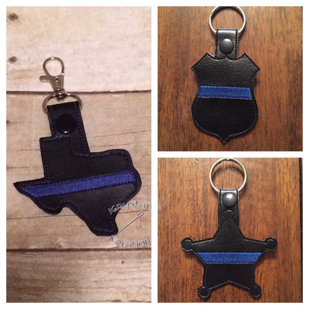 Texas/police/sheriff Thin Blue Line Keychain - Etsy