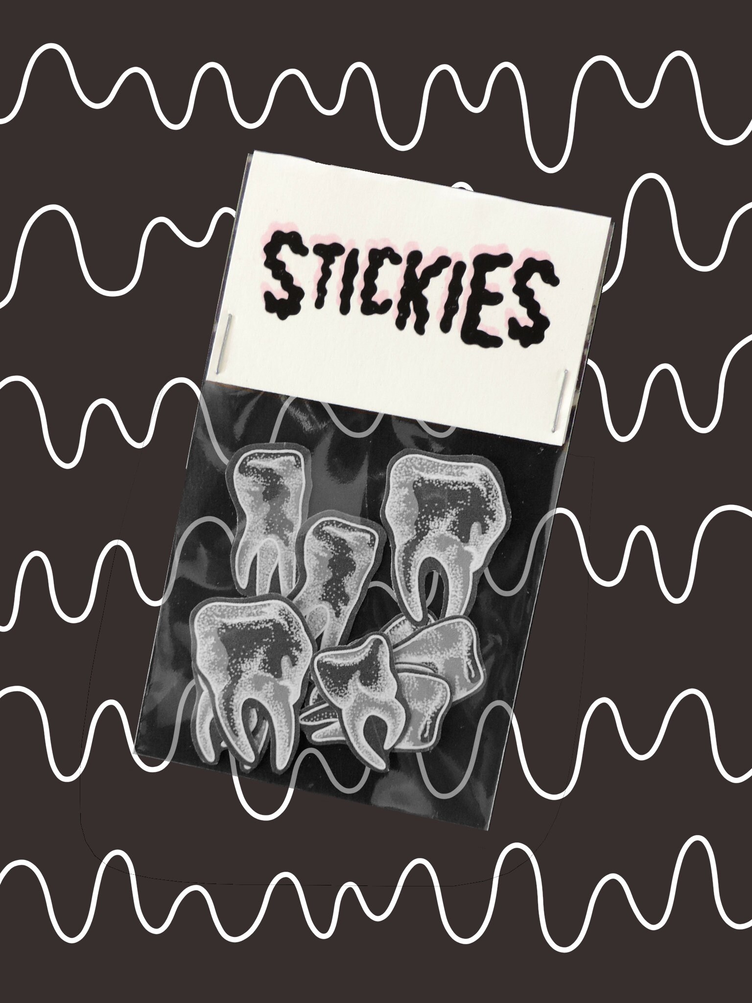 Teeth Stickies Sticker Pack Original Black or Pastel - Etsy