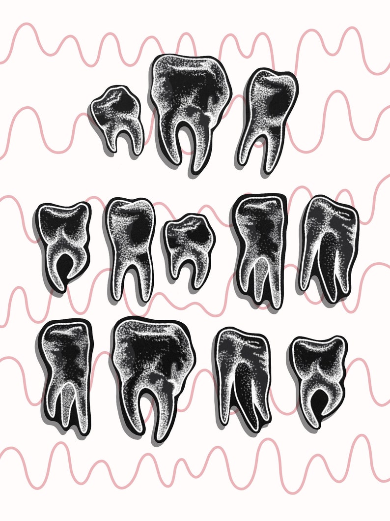 Teeth Stickies Sticker Pack Original Black or Pastel - Etsy