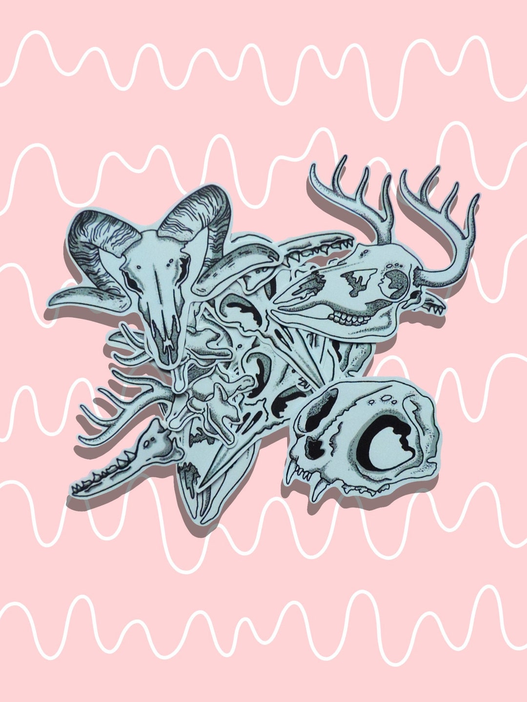 Bone Collection Stickies Sticker Pack Original, Black or Pastel - Etsy