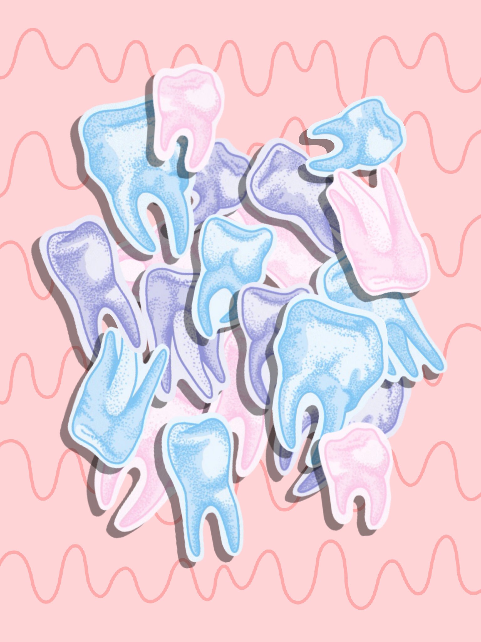 Teeth Stickies Sticker Pack Original Black or Pastel - Etsy