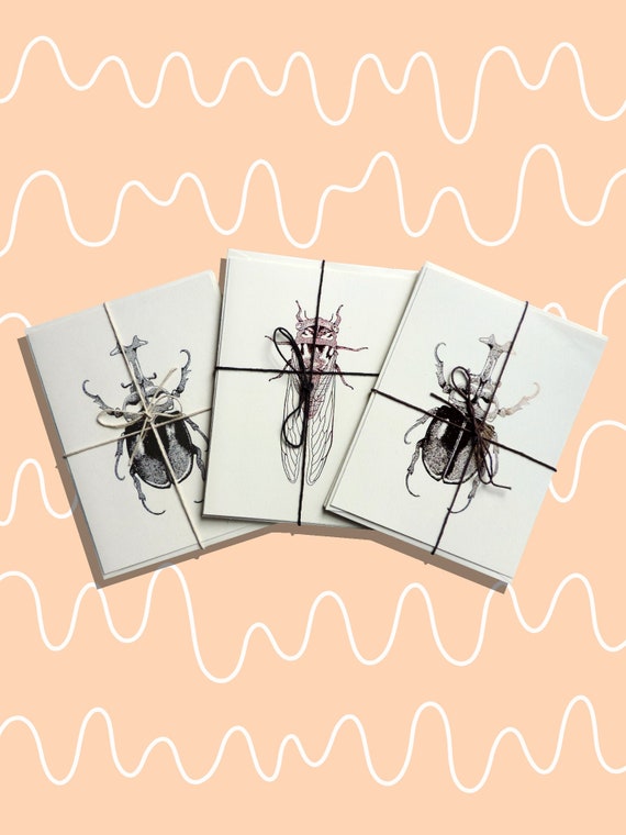 Insect Stationary 4 Pc Card and Envelope Set - Etsy
