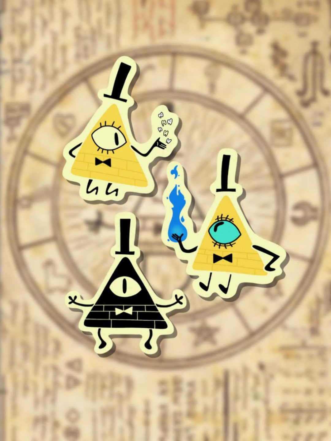Bill Cipher Stickies || Glow in the Dark Sticker Pack - Etsy