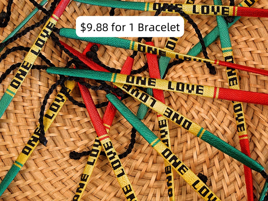 ONE LOVE Hand Woven Bracelets in Rasta Colors for Wrist or Ankle - Etsy