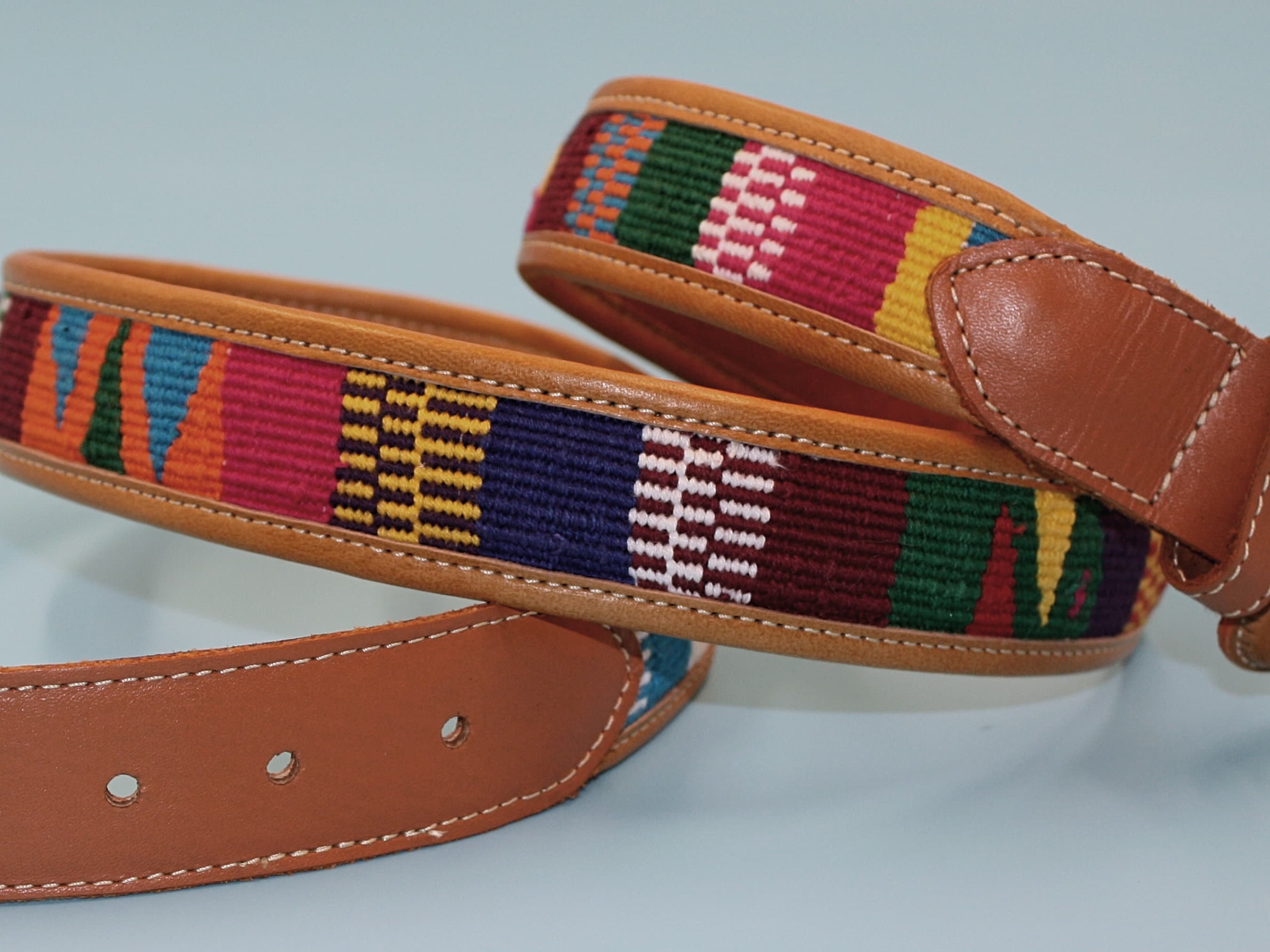 Colorful Handmade Leather Belt With Mayan Woven Design – Unisex Artisan ...