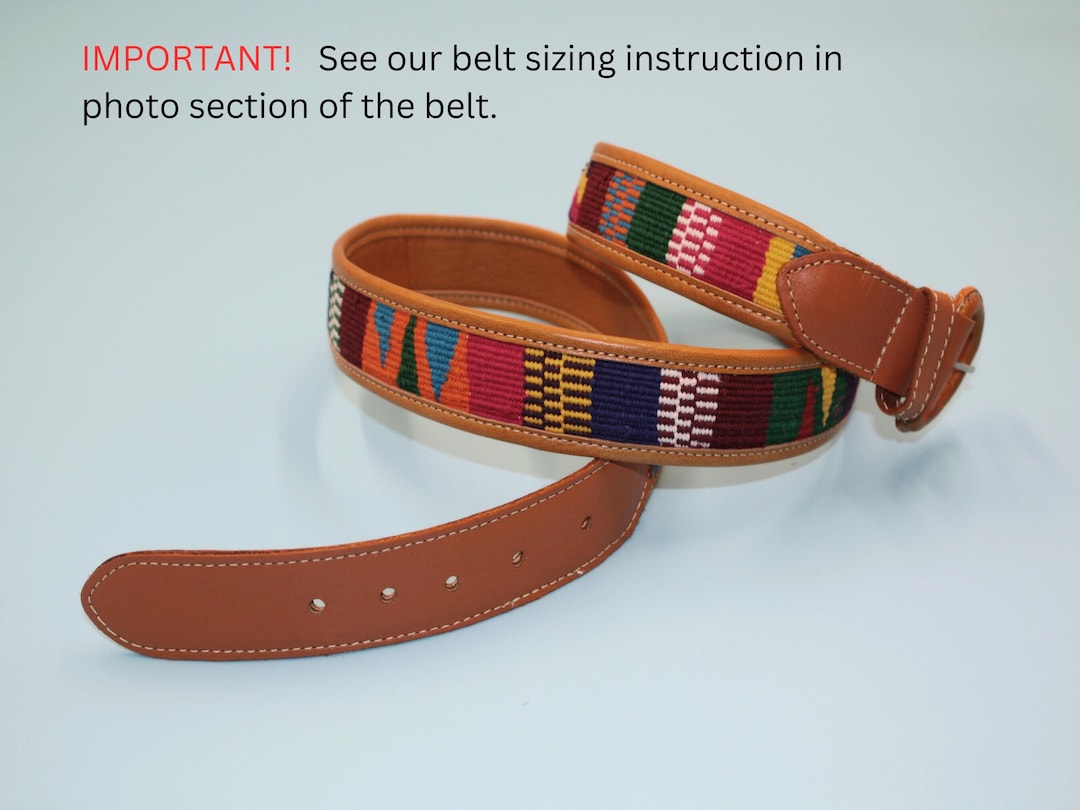 Colorful Handmade Leather Belt With Mayan Woven Design – Unisex Artisan ...
