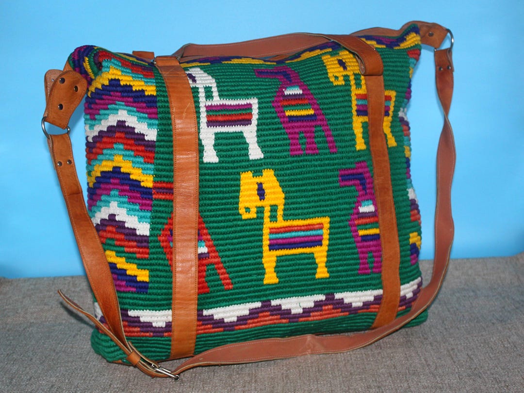 Handmade Mayan Satchel Bag |alpaca Wool & Leather Carry Bag From ...
