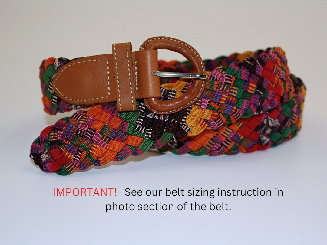 Handmade Mayan Woven Leather Buckle Belt – Colorful Unisex Artisan ...